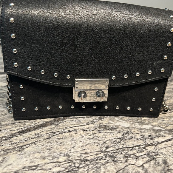 Express | Bags | Express Black Studded Faux Leather Crossbody Bag ...